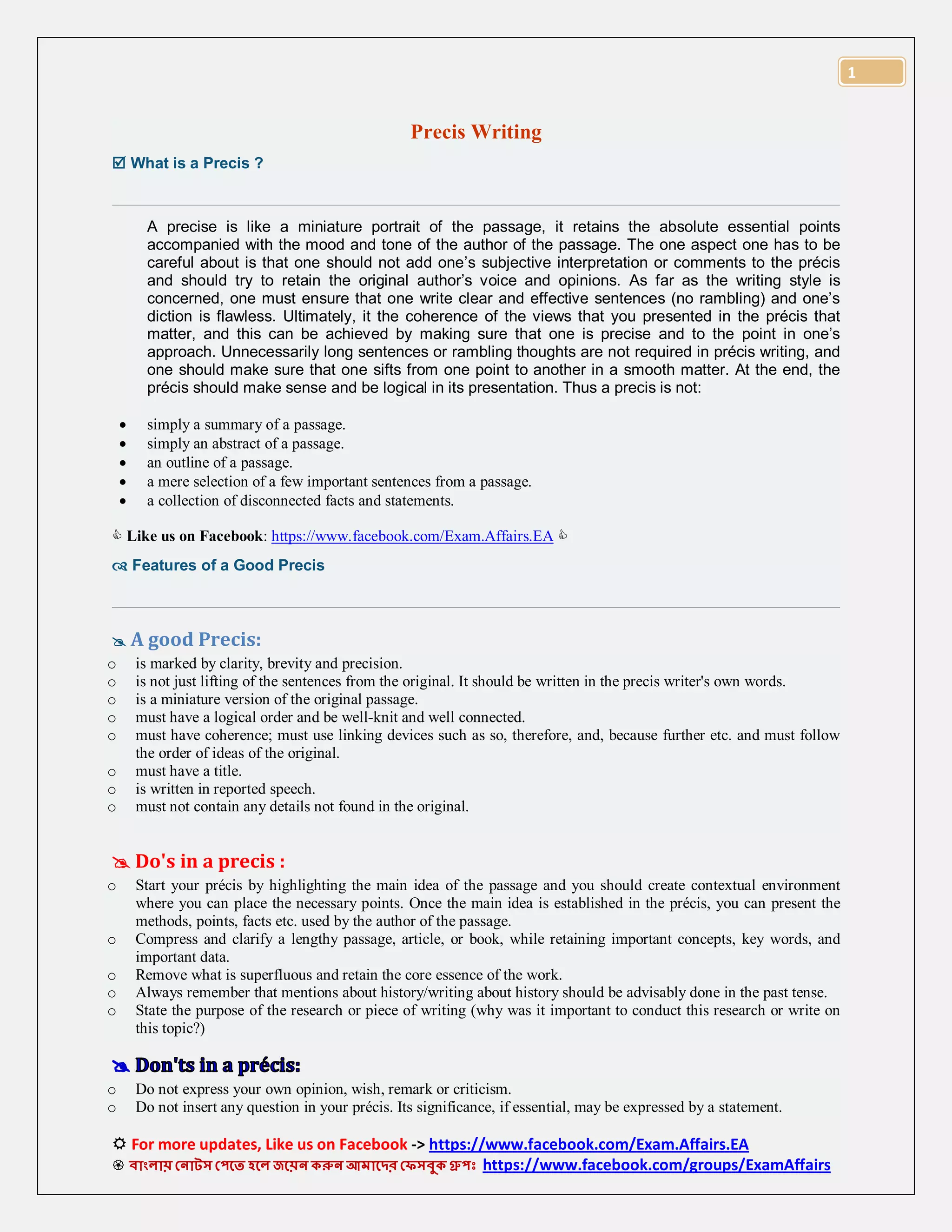 Precis writing | PDF