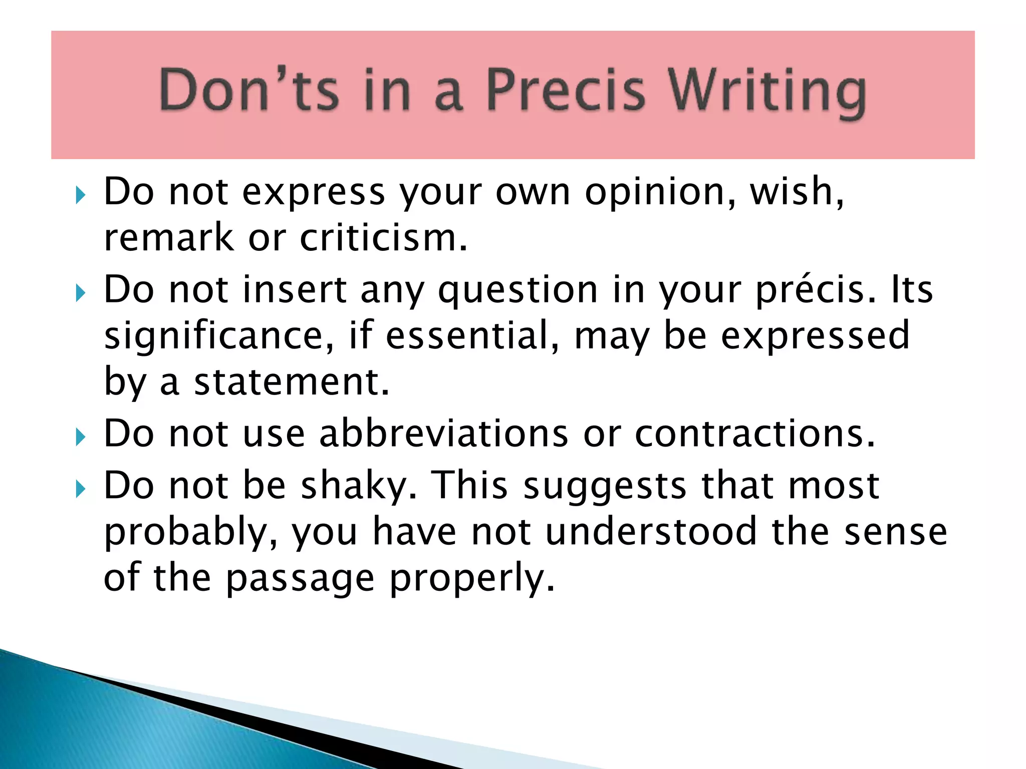 Precis writing | PPTX
