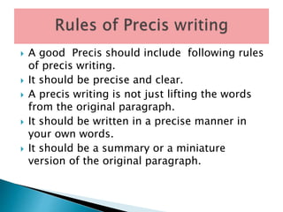Precis writing | PPTX