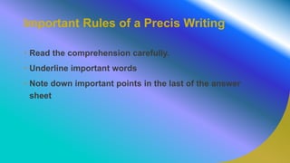 precis writing.pptx English for business | PPTX