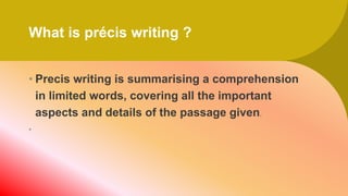 precis writing.pptx English for business | PPTX