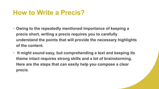 precis writing.pptx English for business | PPTX