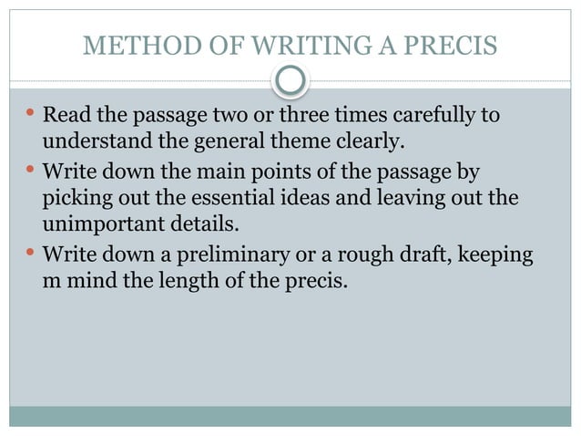 precis writing for nursing students detailed chapter and topic | PPT