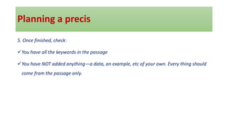 Precis writing: A pictorial guide through multiple passages | PPT