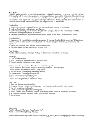 Precis Writing Fundamentals | PDF