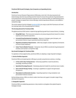 Preclinical CRO Growth Strategies, How Companies are Expanding Services ...