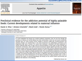 Addiction Transfer via Nutrition During Pregnancy | PPT