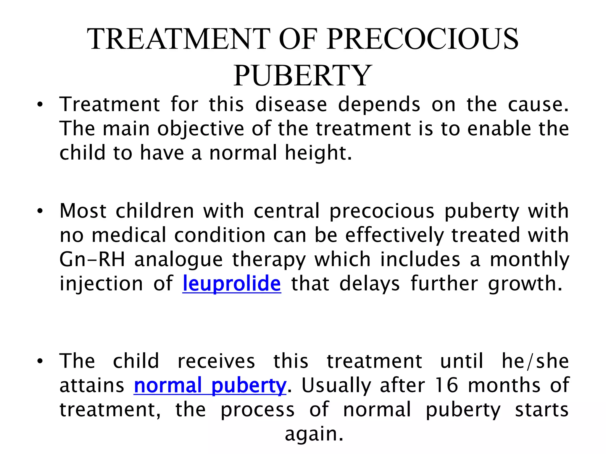 Precocious Puberty : causes, symptoms, sign and treatment | PPT