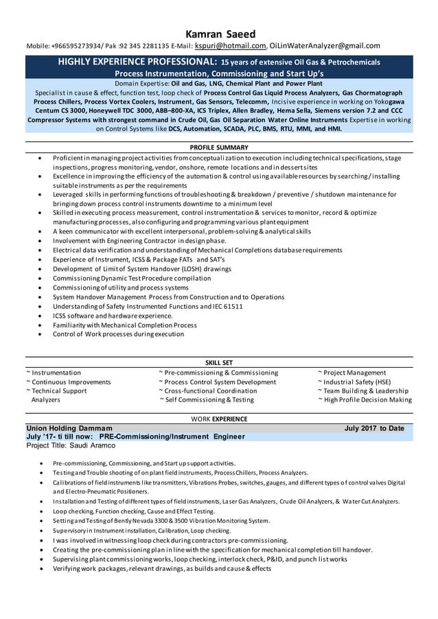 Pre commissioning Instrument Engineer | DOCX | Business | Business and ...