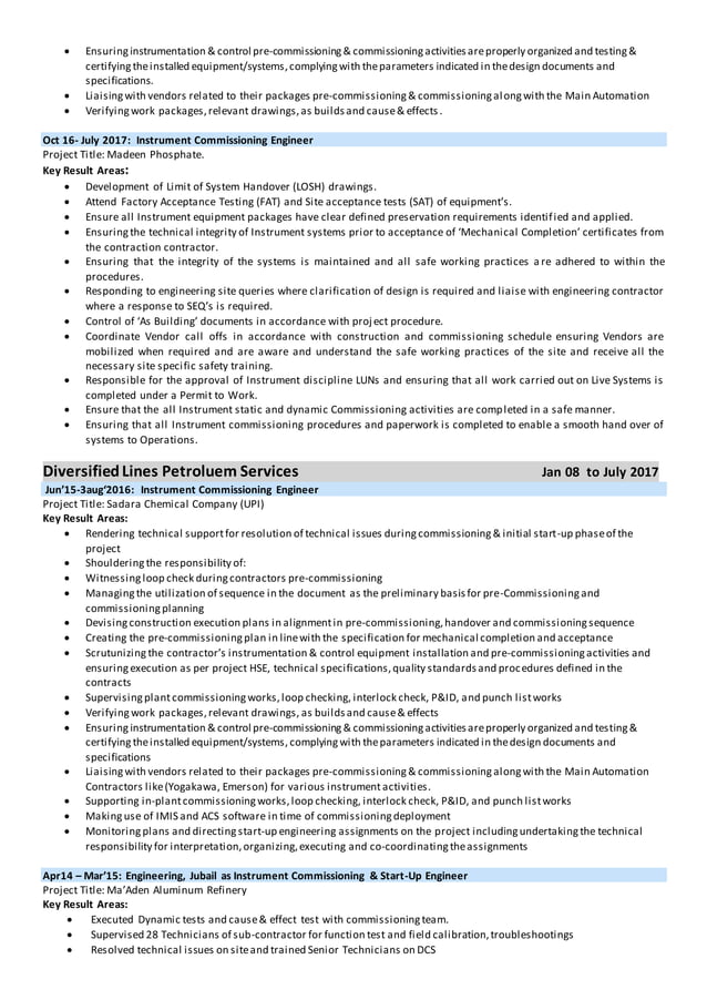 Pre commissioning Instrument Engineer | DOCX | Business | Business and ...