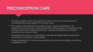 Preconceptional care, antenatal care, prepregnancy | PPT