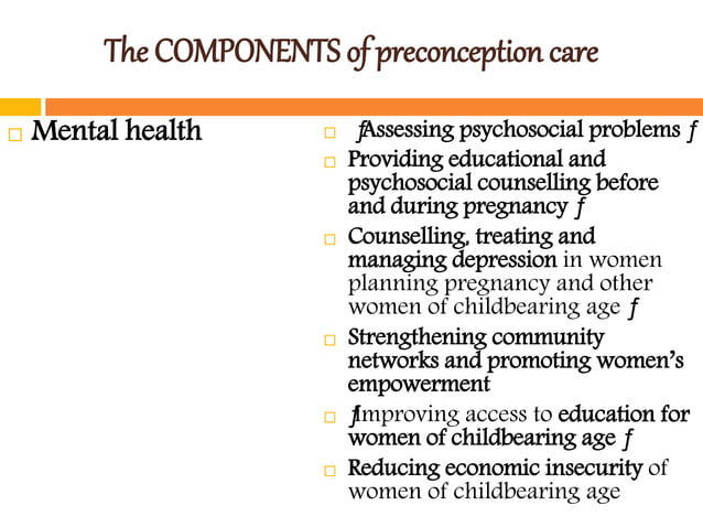 Pre conception care | PPTX | Pregnancy | Reproductive Health