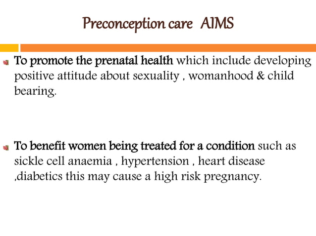 Pre conception care | PPTX | Pregnancy | Reproductive Health