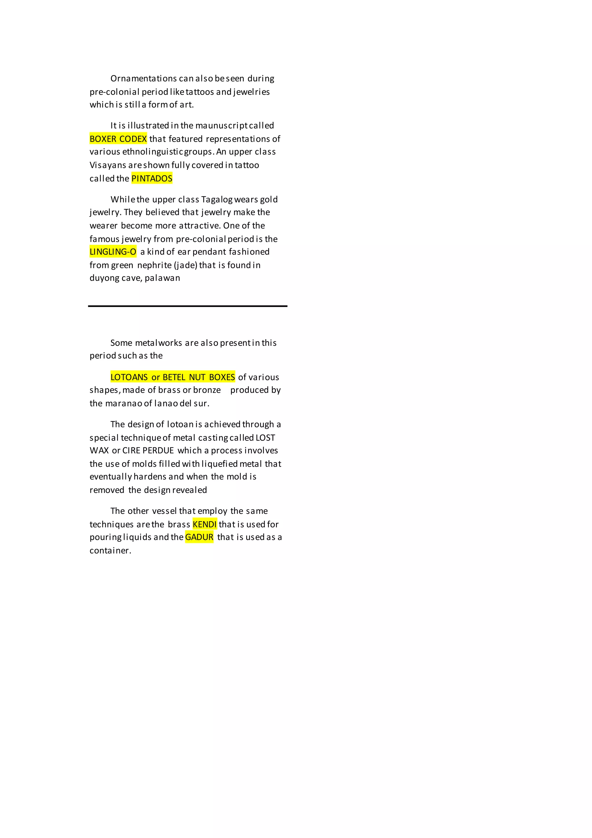 Pre conquest islamic colonial | DOCX | Needlework | Arts and Crafts