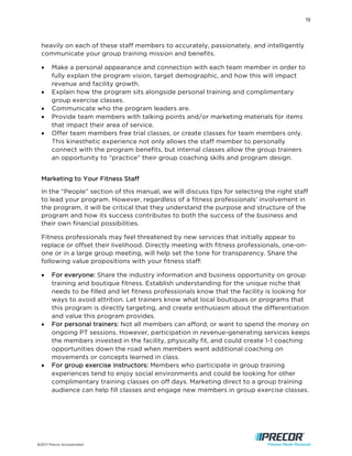 Precor Group Training Business Manual | PDF