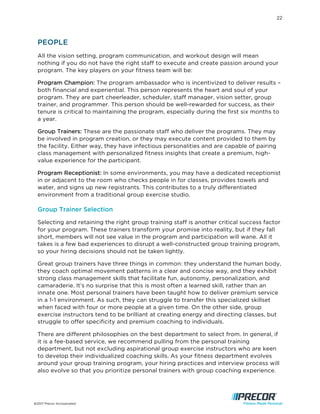 Precor Group Training Business Manual | PDF