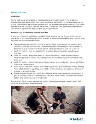 Precor Group Training Business Manual | PDF
