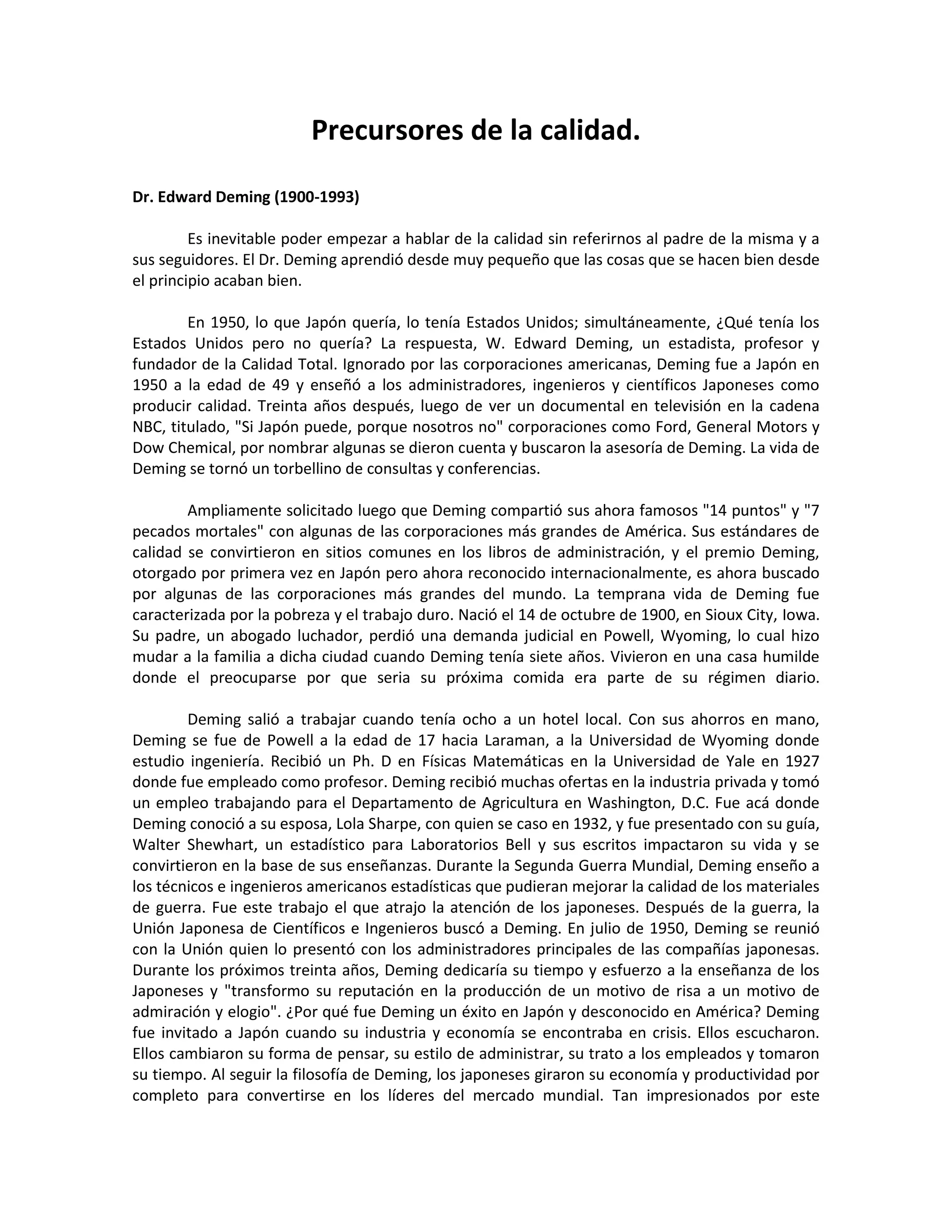 Precursores de la calidad | DOCX