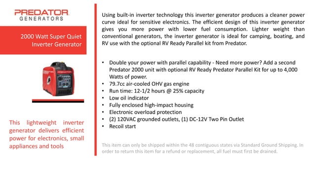Predator 2000 generator | PPT