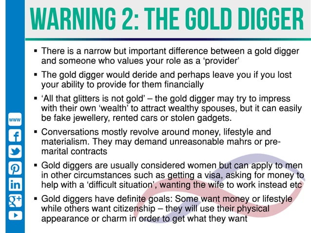 Predators, gold diggers and players - Warning signs your prospective ...