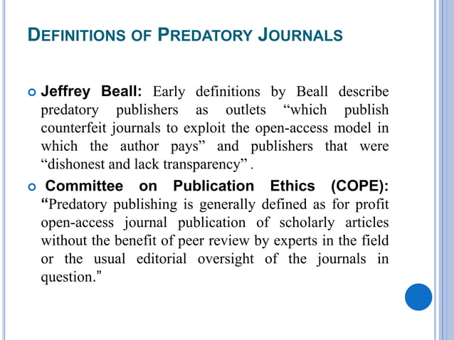 predatory. Journal publisher presentation | PPTX