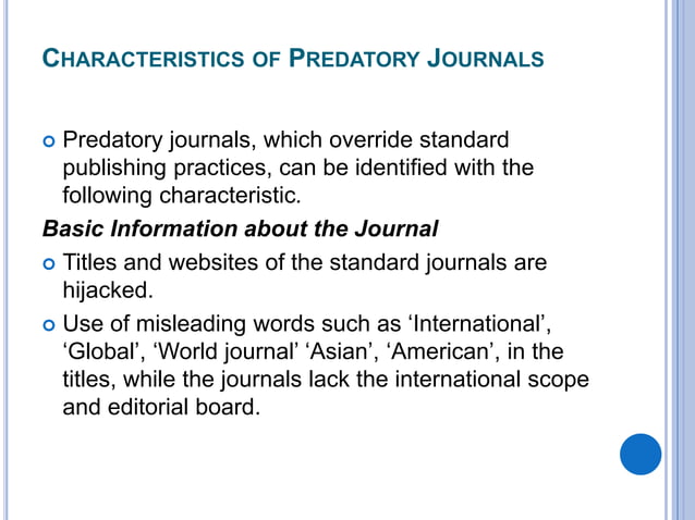predatory. Journal publisher presentation | PPTX