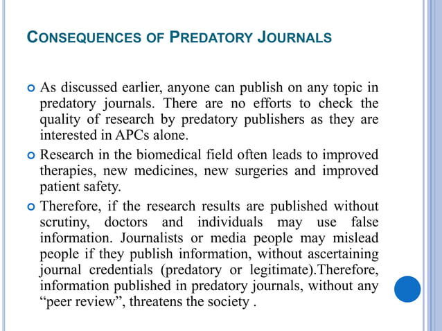 predatory. Journal publisher presentation | PPTX
