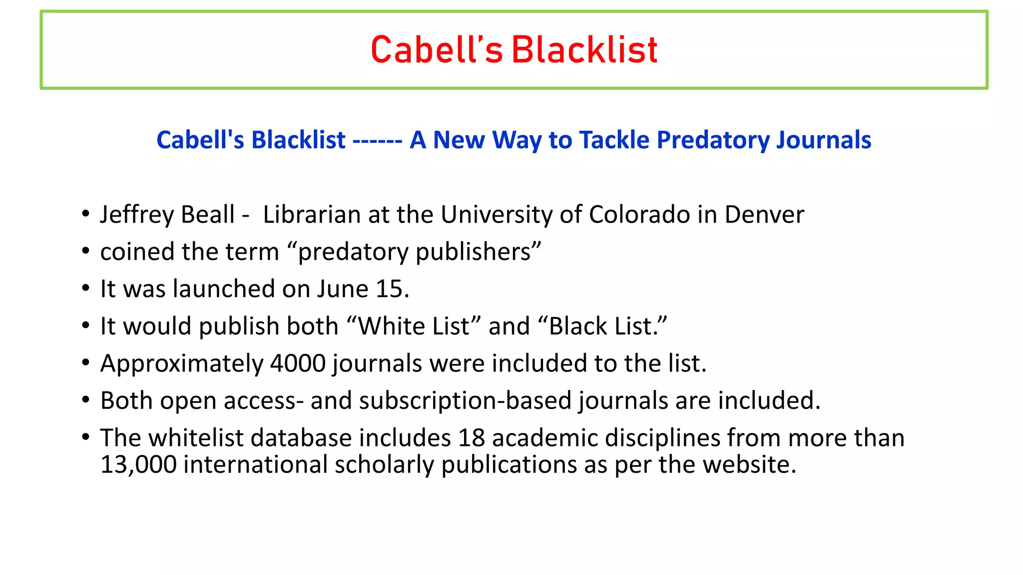 Predatory Journals and Publishers | PPTX