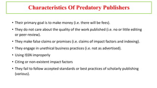 Predatory Journals and Publishers | PPTX