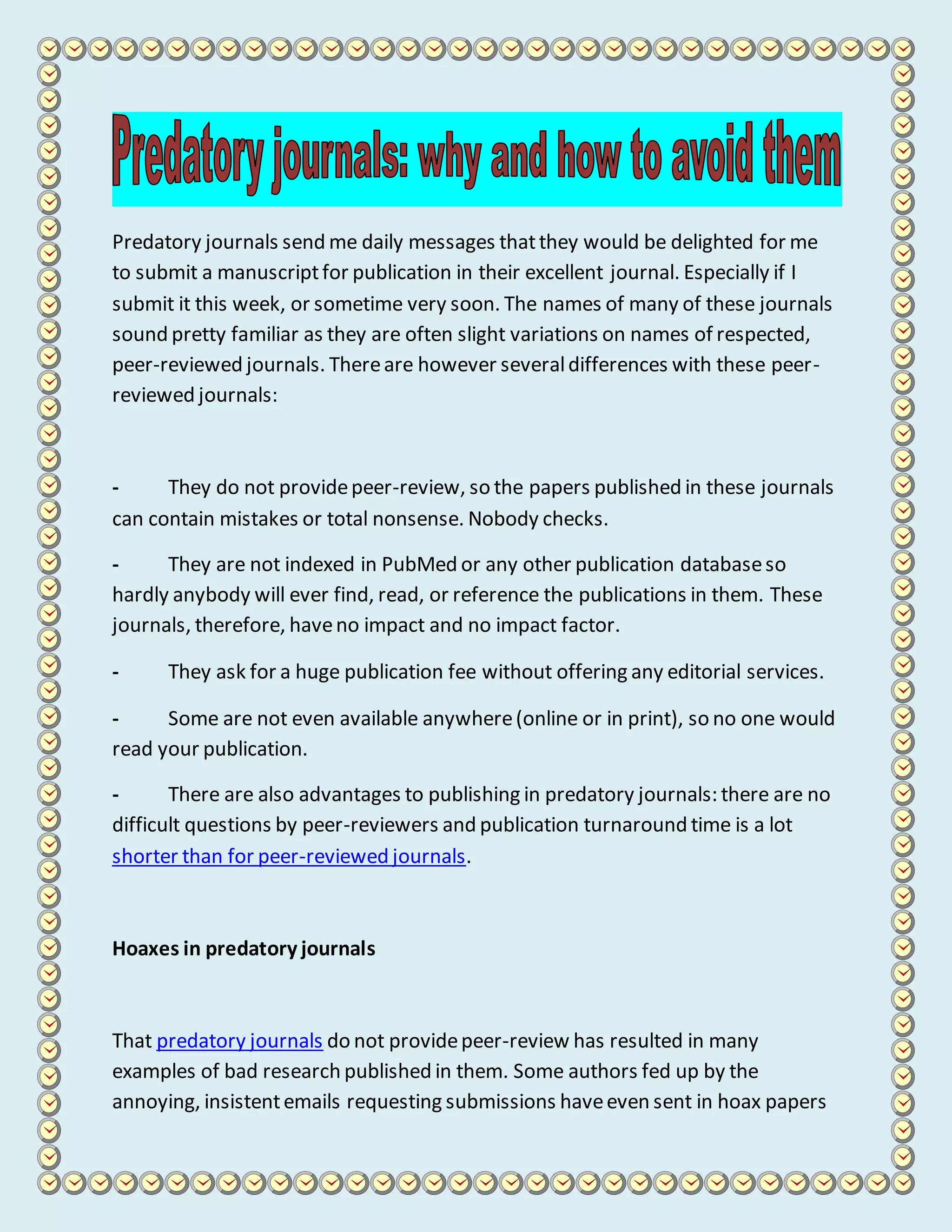 Predatory journals: Why and How to Avoid Them | DOCX