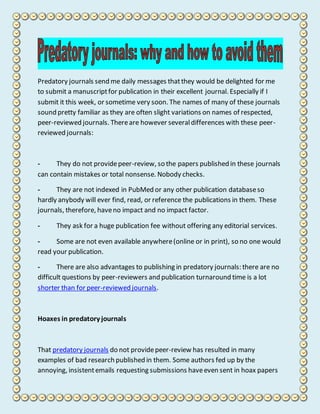 Predatory journals: Why and How to Avoid Them | DOCX
