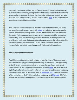 Predatory journals: Why and How to Avoid Them | DOCX