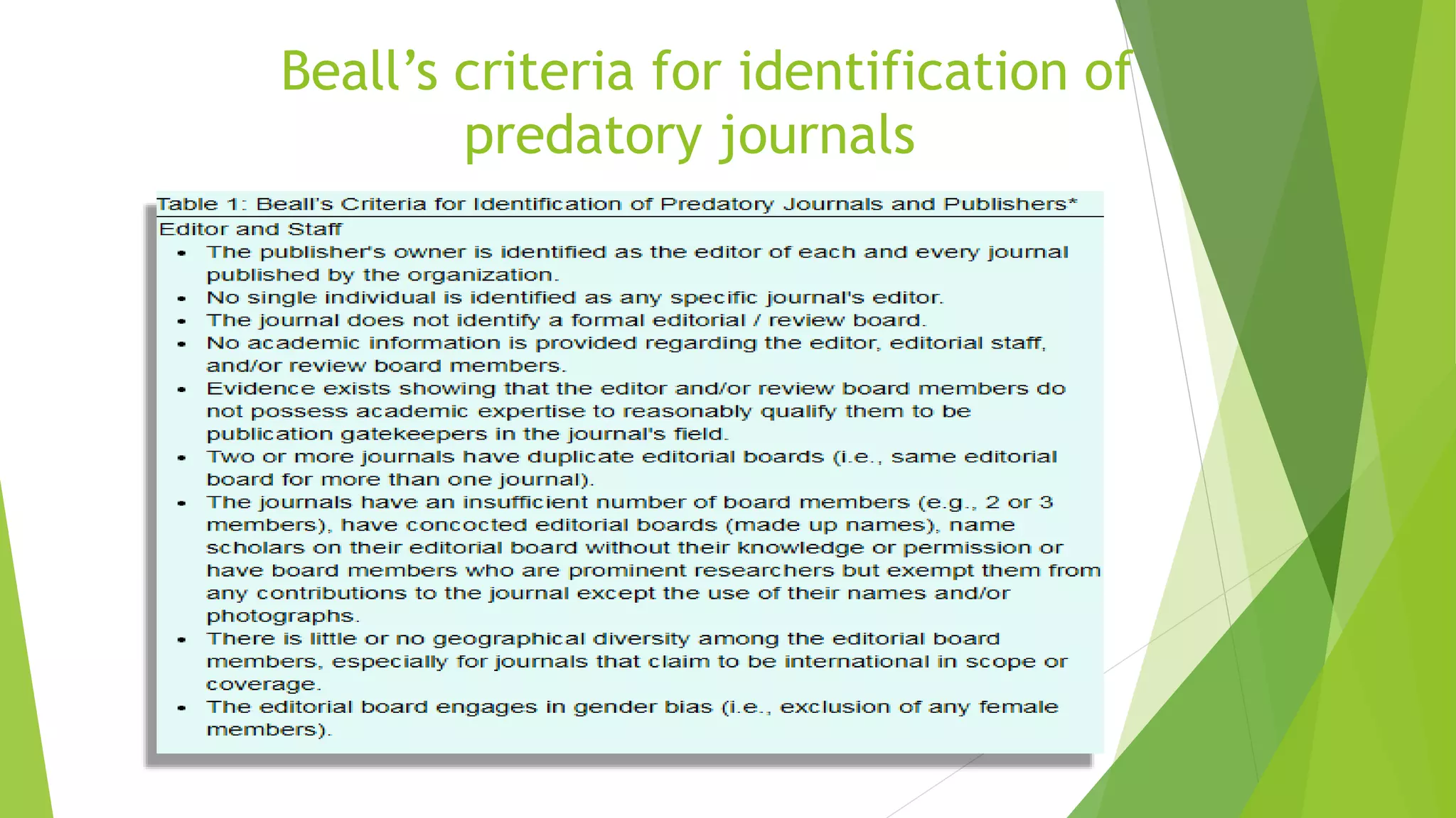 Predatory Publications and Software Tools for Identification | PPTX