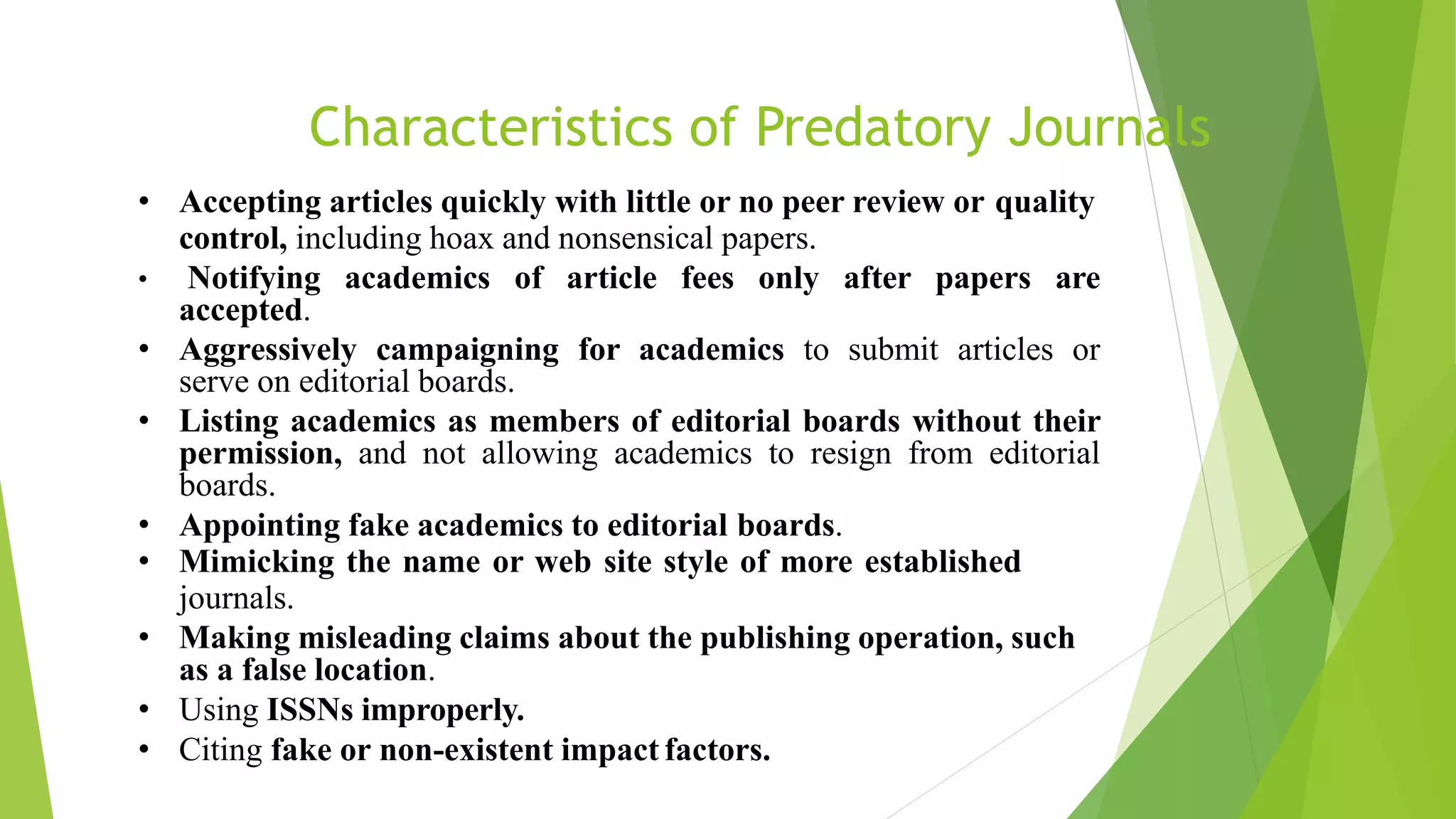 Predatory Publications and Software Tools for Identification | PPTX
