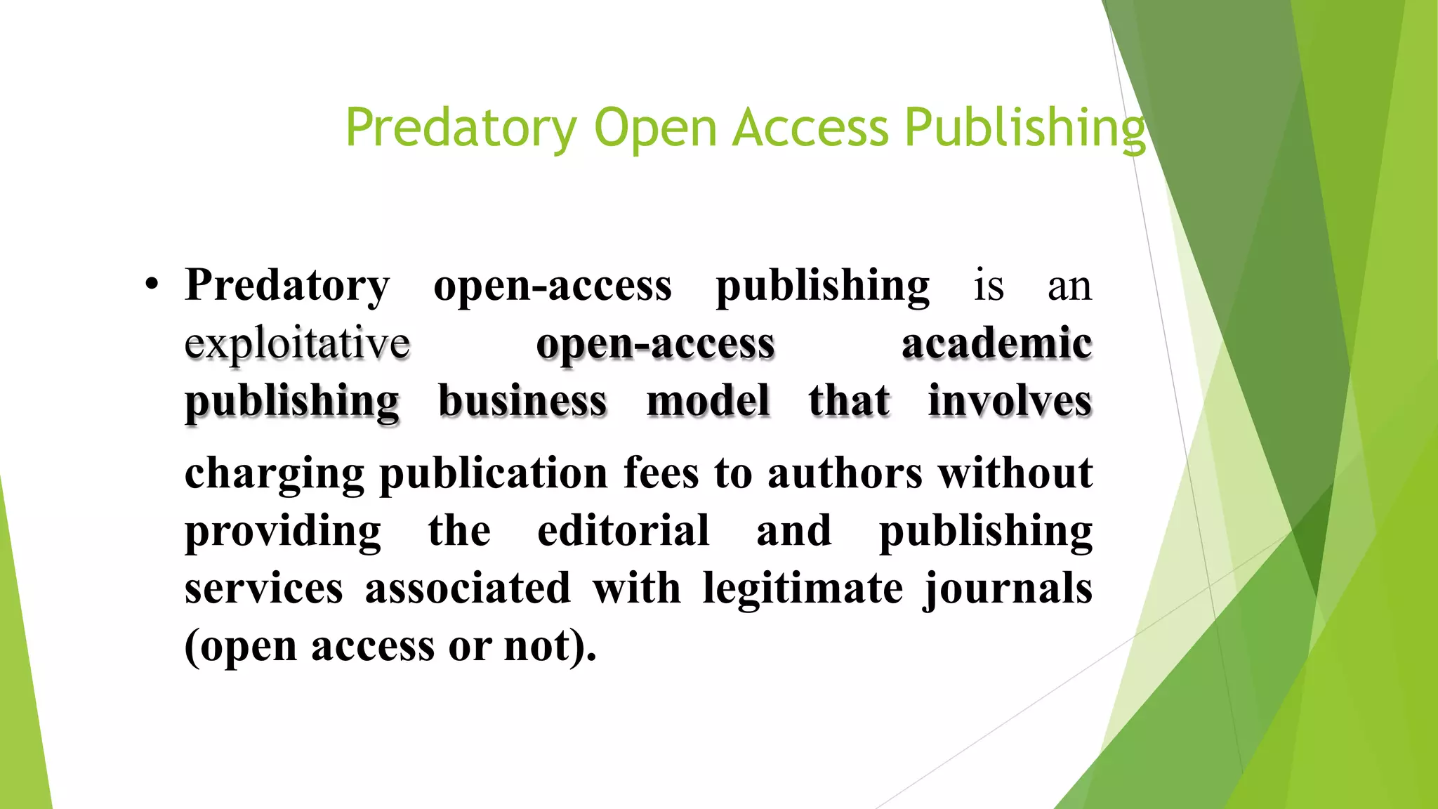 Predatory Publications and Software Tools for Identification | PPTX