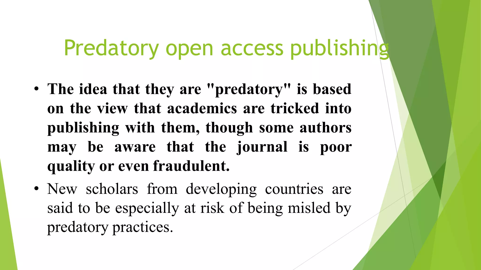 Predatory Publications and Software Tools for Identification | PPTX