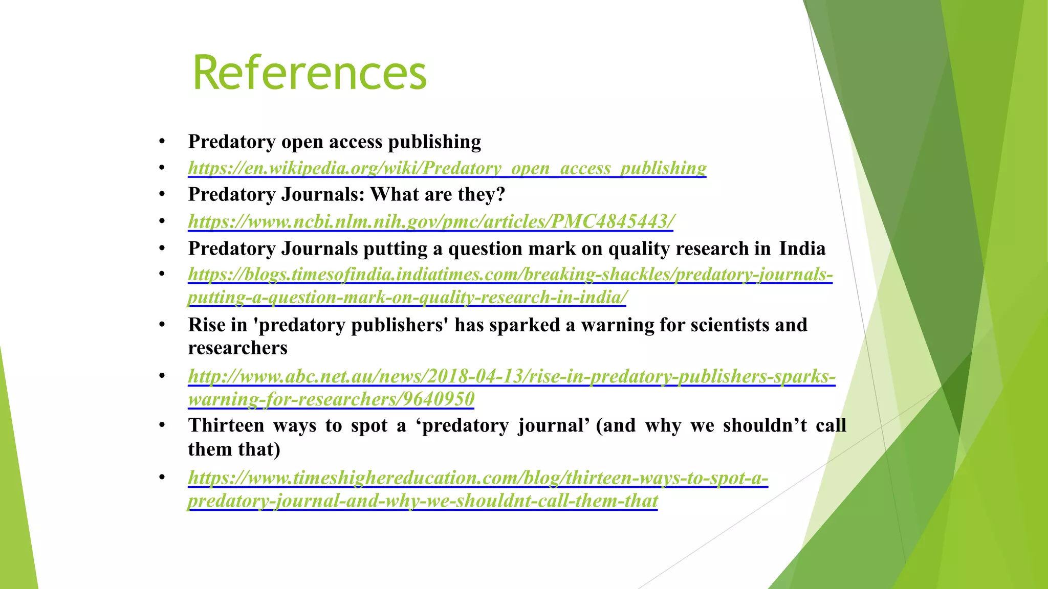 Predatory Publications and Software Tools for Identification | PPTX