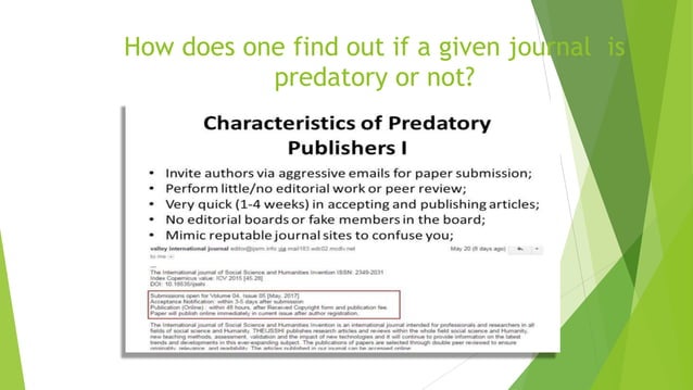 Predatory Publications and Software Tools for Identification | PPTX