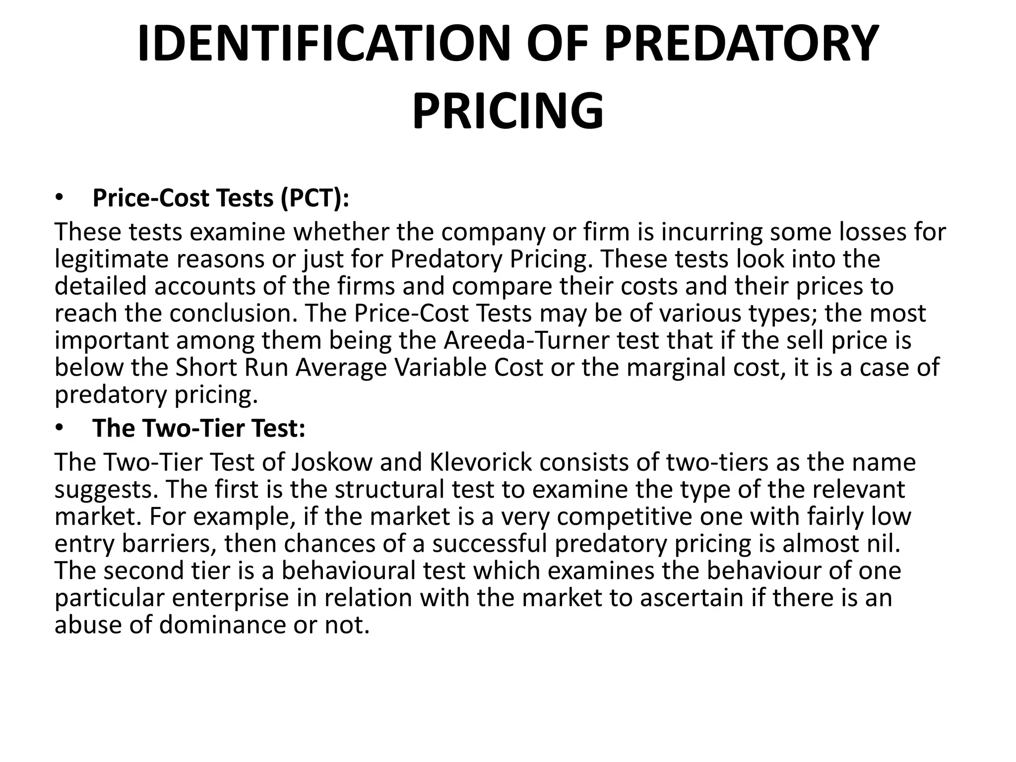 Predatory pricing as an abuse of dominant position | PPTX