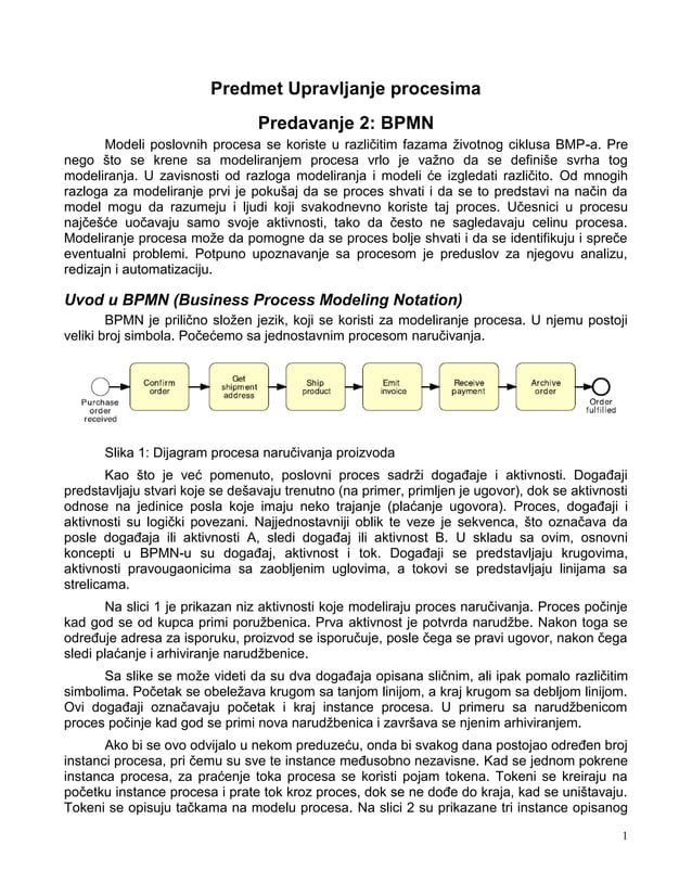 UPRO01 - Modeliranje poslovnih procesa i BPMN | PDF
