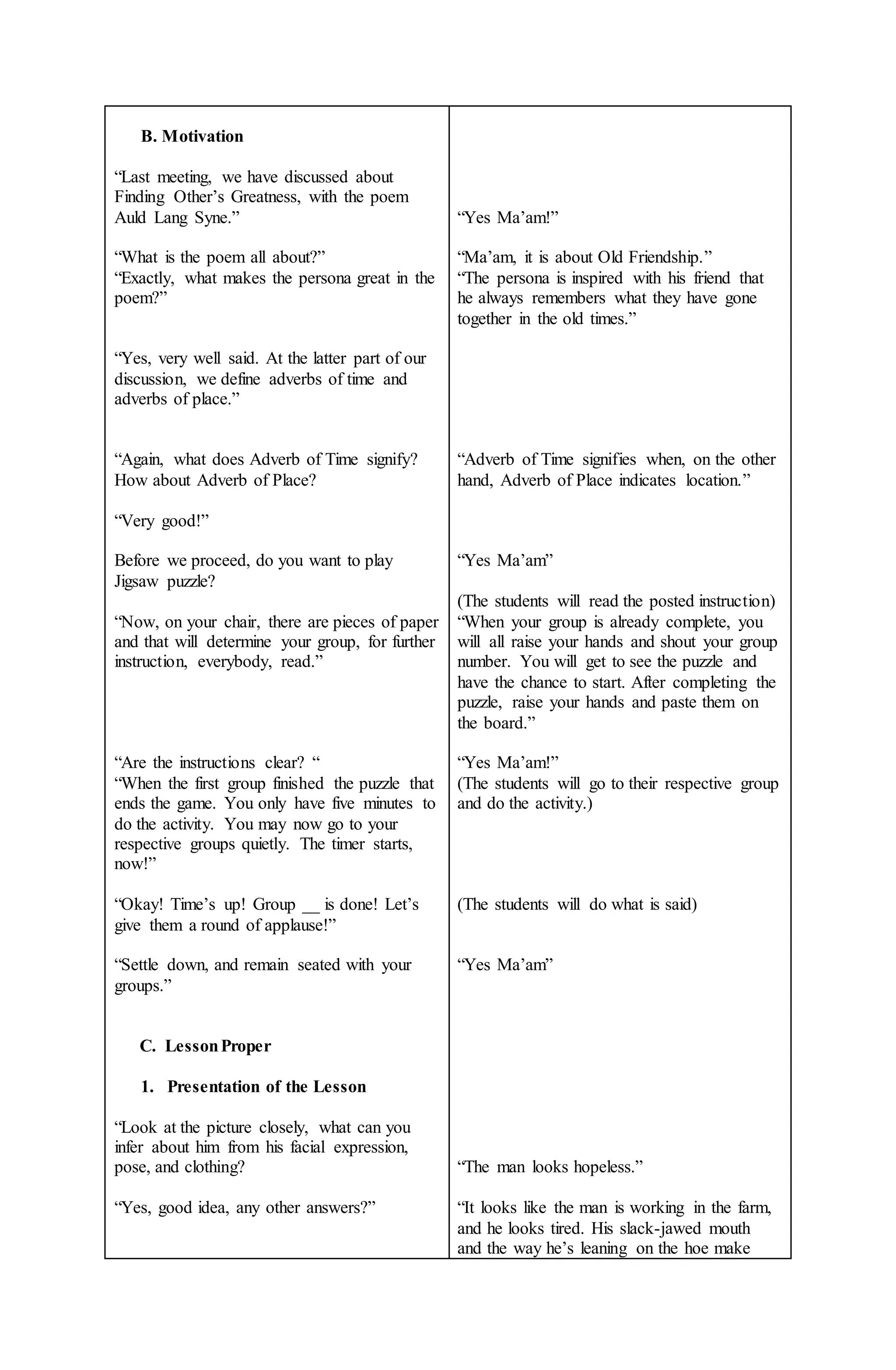 Lesson Plan for Grade 9 | DOCX