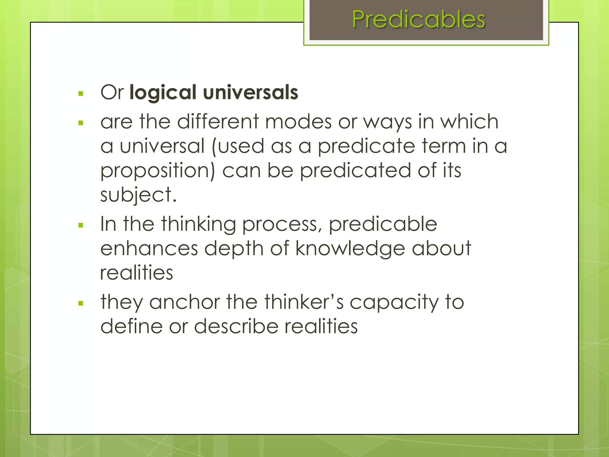 Predicables | PPTX