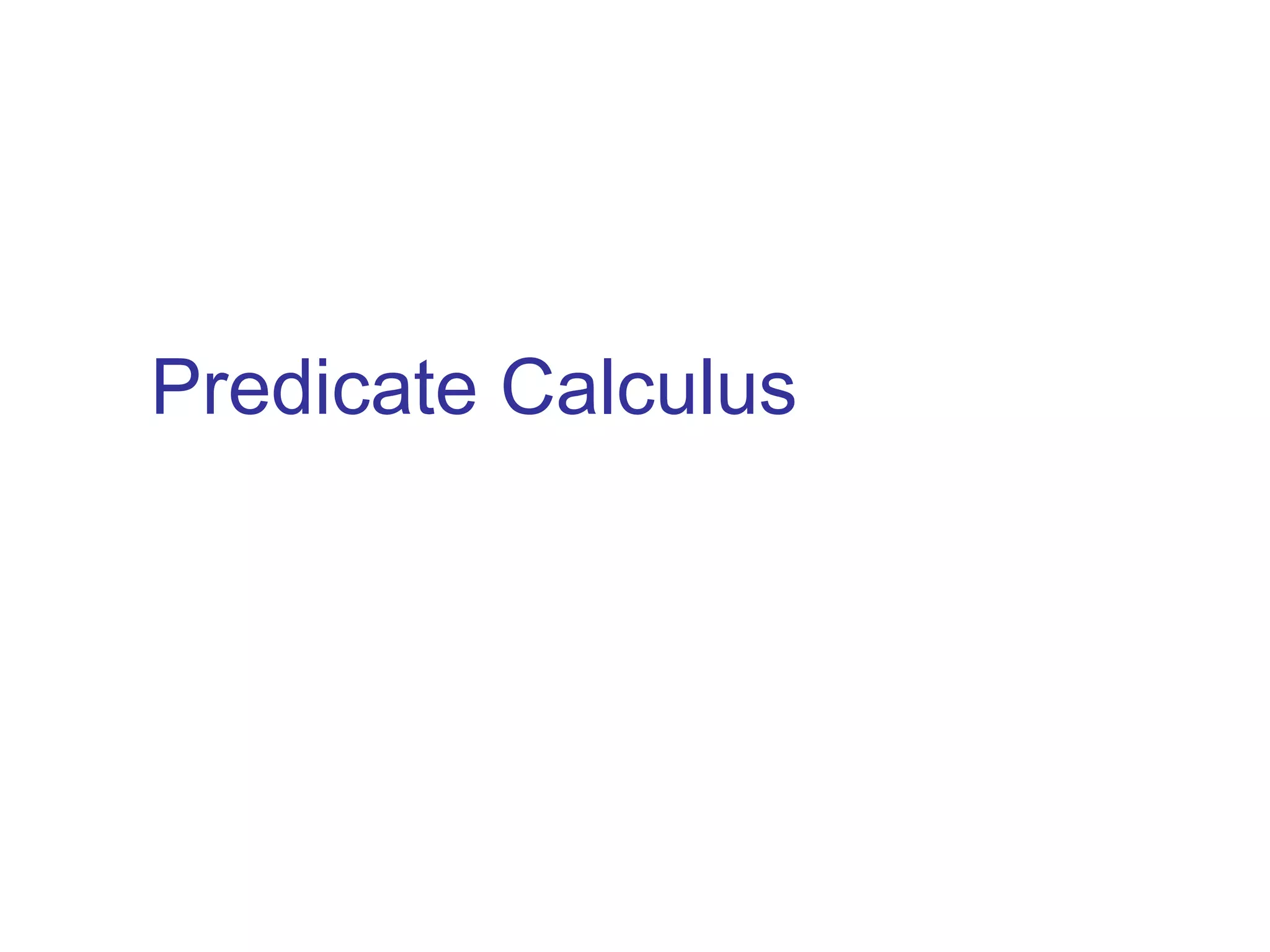 Predicate calculus | PPT