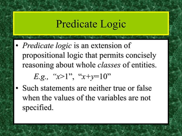 PredicateLogic.pptx | Programming Languages | Computing