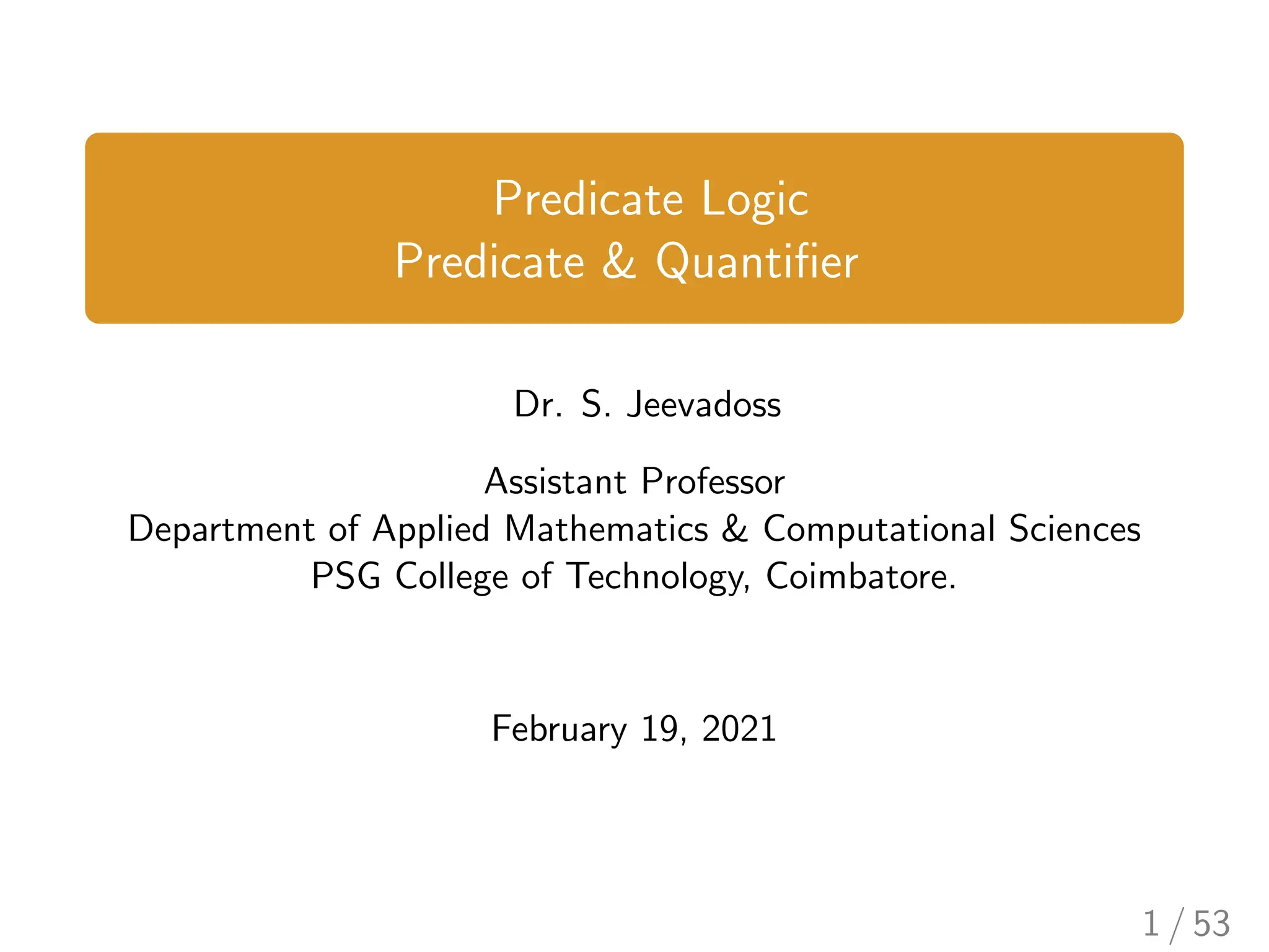 Predicate Logic And Propositional Logic In Discrete Structure Ppt