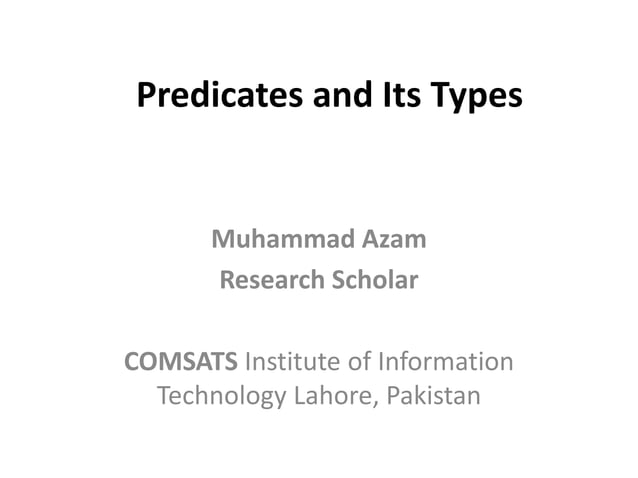 Predicates and its types | PPTX