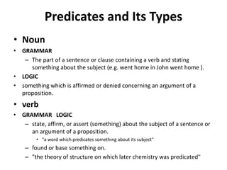 Predicates and its types | PPTX