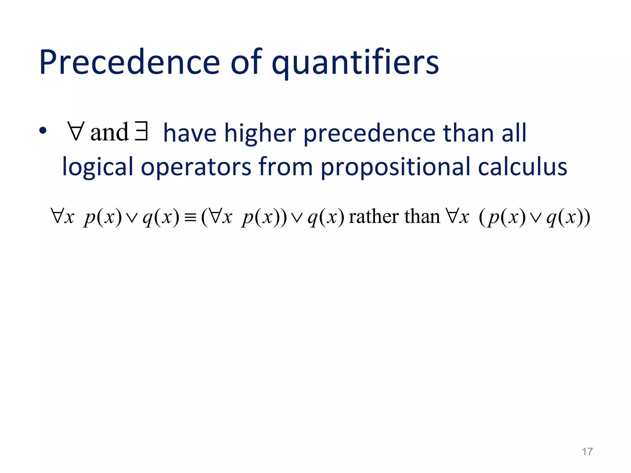 Predicates and Quantifiers | PPT