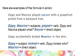 Predicates, the direct object & indirect object | PPT