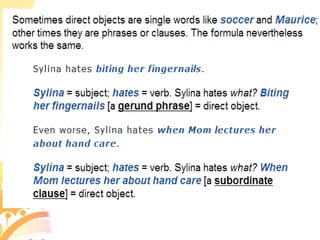 Predicates, the direct object & indirect object | PPT